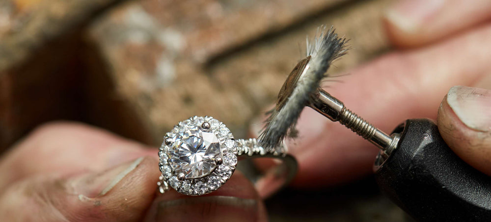 Pear Cut Diamond Half-Bezel Set Engagement Ring